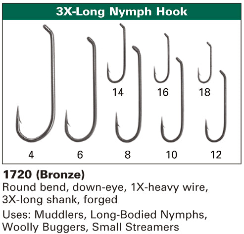 Daiichi 1720 Long-Bodied Nymph Hook - 3X Long | Fly Tying | Temple Fork ...
